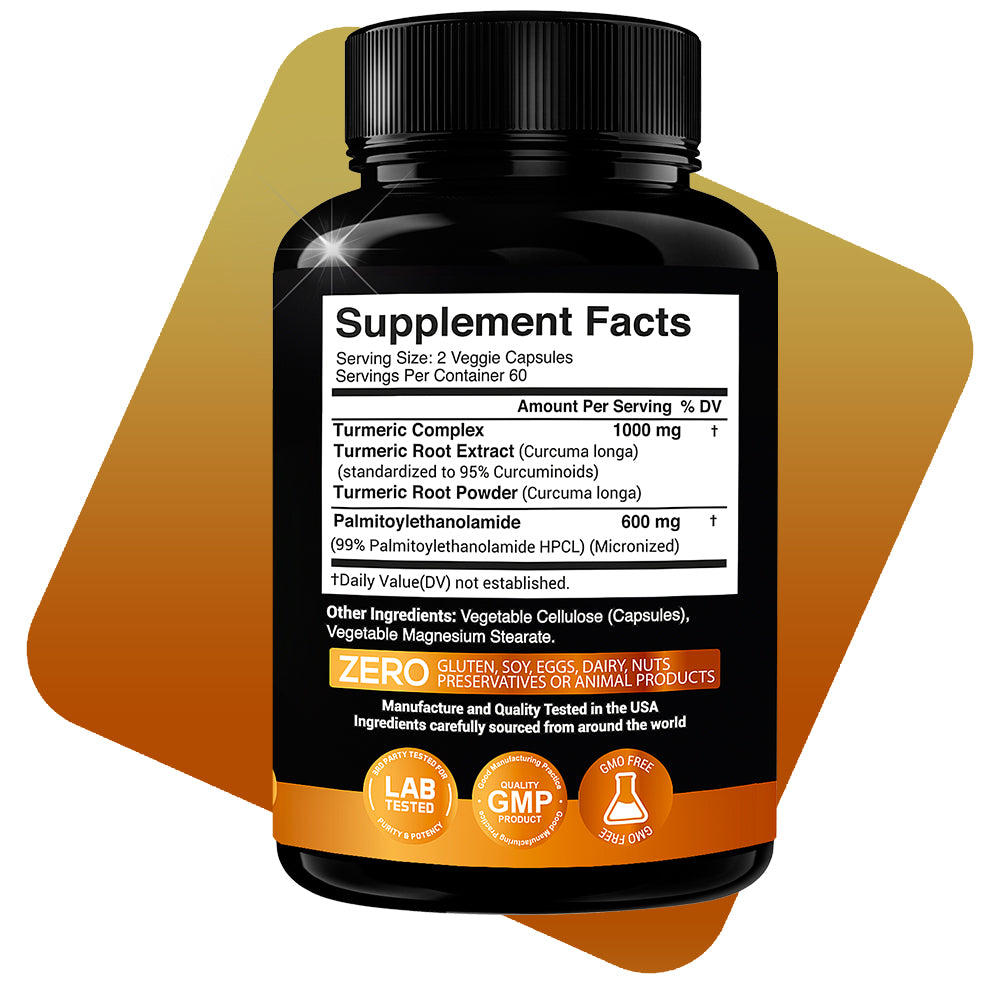 Palmitoylethanolamide 600mg + Turmeric Curcumin Complex 1000mg: Micron ...
